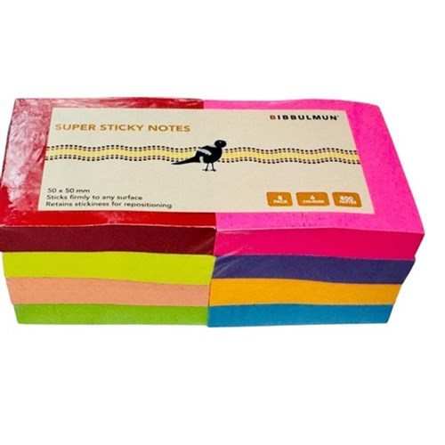 Notes & Flags - Bibbulmun Super Sticky Notes 50 x 50mm Assorted Pack Of ...